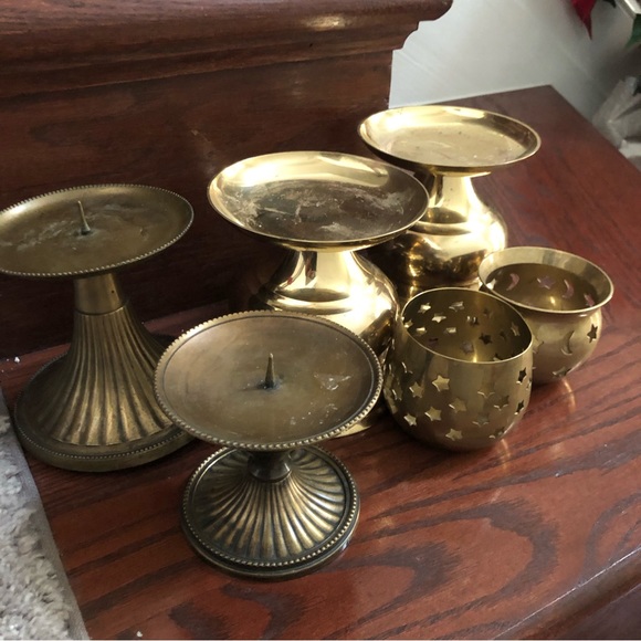 Vintage | Accents | Bundle Of Six Vintage Solid Brass Candle Holders ...